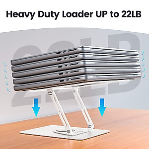 Cloudeck T360 Laptop Stand Anti-Shake with Heavy Swivel Base, Ergonomic Multi-Angle Adjustable Laptop Stand Riser iPad Holder for MacBook Pro/Air, Surface Laptop, Tablet UP to 17 inches