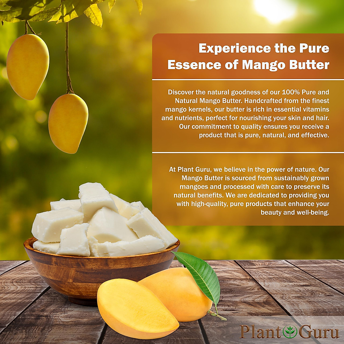 Raw Mango Butter 8 oz. - 100% Pure Natural Unrefined - Great for Skin, Body and Hair Growth. DIY Soap Making, Body Butter, Lotions and Creams.