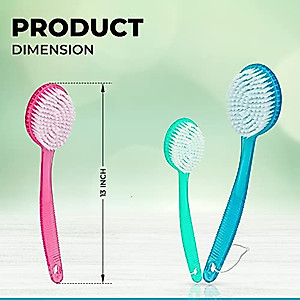 Bistras Bath Brush with Bristles, Bath and Shower Scrubber, Long Handle for Exfoliating Back, Body, and Feet, Green (1 Pack)