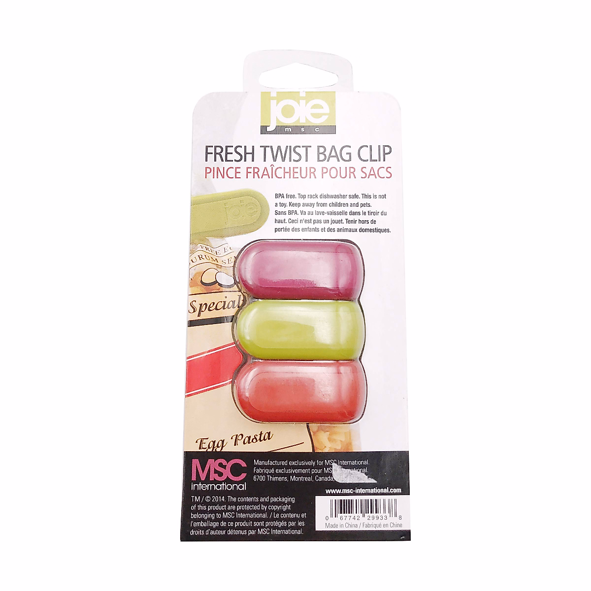 MSC International 29933 Harold Import Company Bag Clip, Twist, Multicolor (red, lime-green, purple)