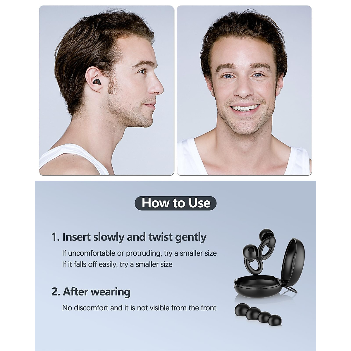 UMEIJA Ear Plugs for Sleeping Noise Cancelling Reusable Earplugs 6 Pieces with Storage Case for Noise Reduction 35dB Soft Hearing Protection Ear Plugs for Concert Work Study Travel