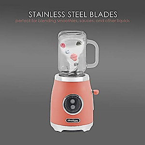Americana EPB399C BPA Free Glass Blending Jar and Tritan Sports Bottle Blend Personal Smoothie, Crush Ice, Shakes, Keto Protein Blender, 2 Cups, 300 Watts, Coral