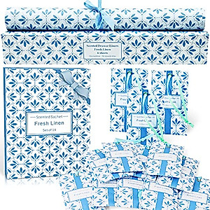 SCENTORINI Linen Scented Drawer Liners, Linen Scented Sachets for Drawers, Closets, 20 Pack