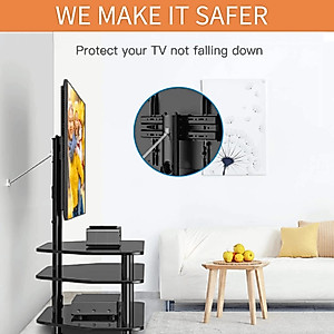 Swivel Corner Floor TV Stand with Mount for 32 37 43 47 50 55 60 65 inch Flat Curved Screen TVs, Adjustable 3-Tier Tempered Glass Storage Television Stand with Cable Management, Max VESA 600X400mm