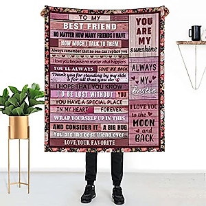 Best Friend Throw Blanket Friendship Gifts for Women Friends Happy Birthday Best Friend Blankets for Her Thanksgiving Christmas Blanket Throw Soft 60" x 50"