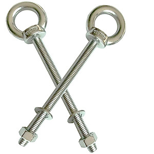 AIVOOF Shoulder Eye Bolt, 2 Pack M8 Stainless Steel Eye Bolts 4" Heavy Duty EyeBolts Screws in Eye Hooks with Washer and Nuts for Lifting and securing Cables Wires, Long Shank Thread Length 100mm
