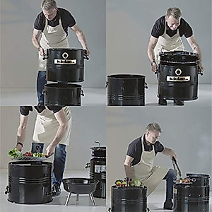 Big Bad Barrel Pit Drum Smoker Charcoal Barbeque Grill - 5 in 1 - Smoker, Grill, Pizza Oven, Table and Fire Pit