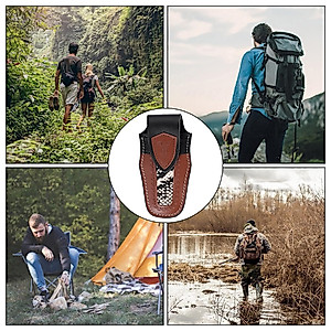 Pocket Knife Sheath, Folding Knife Cover Carved Leather Utility Knife Holster with Belt Clip for Camping Hunting Jungle