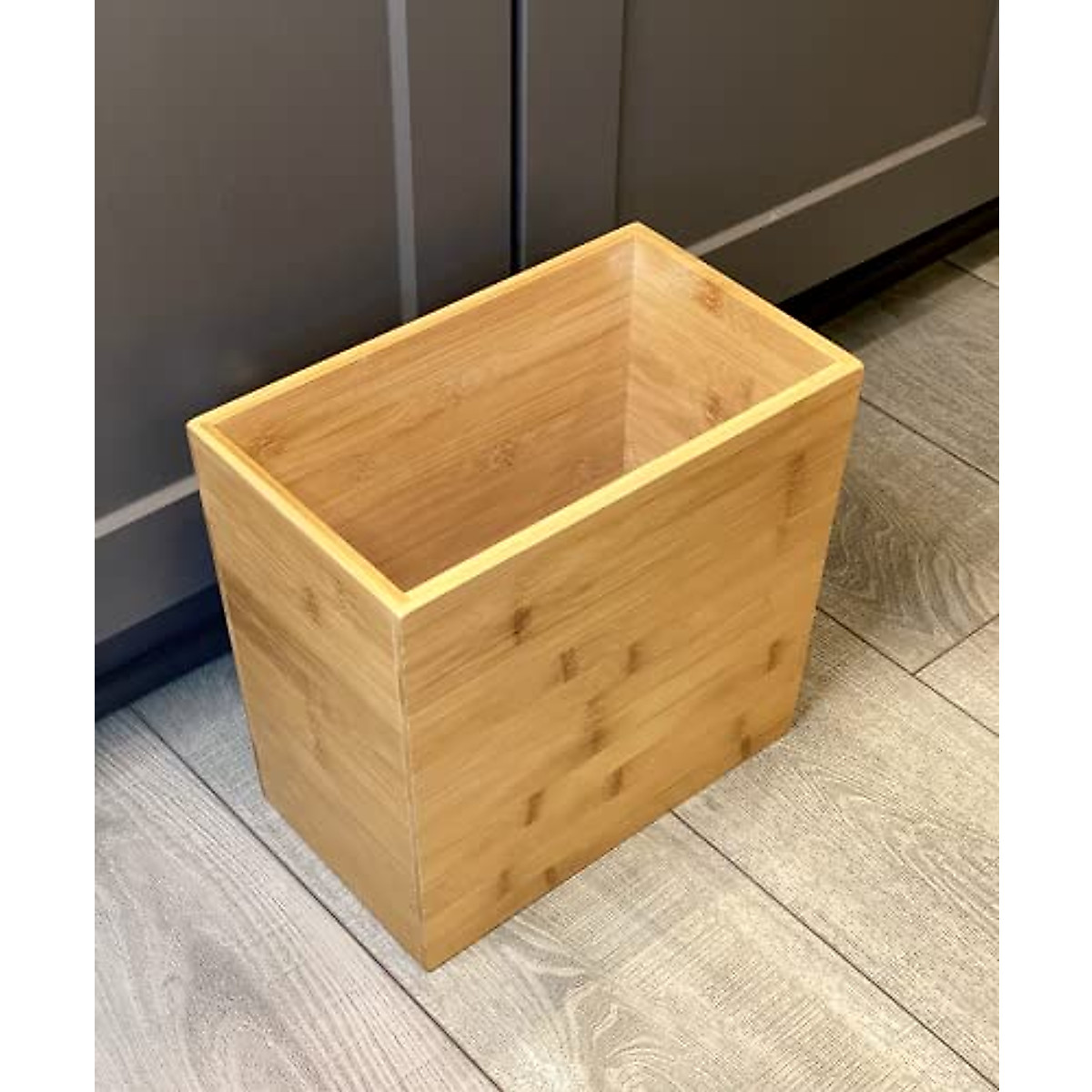 Bam&Boo - Rectangular Bamboo Bin for Storage, Waste, Recycling (11" x 6.5" x 10")