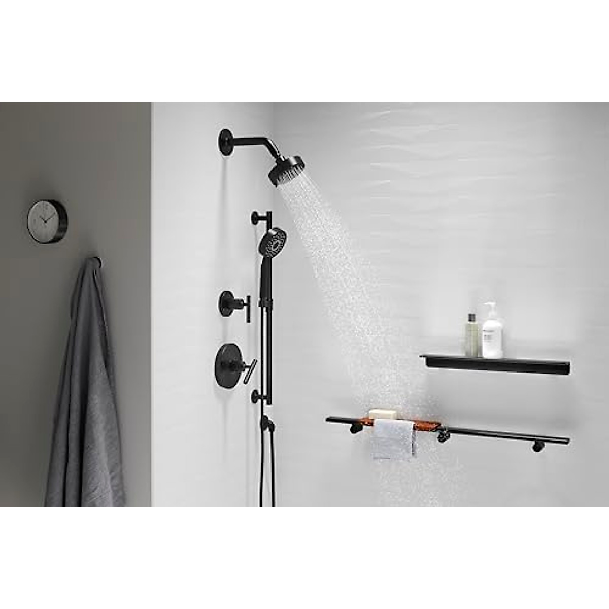 KOHLER Purist® 1.75 gpm multifunction showerhead with Katalyst® air-induction technology, 3 function spray, showerhead, K-22170-G-BL, Matte Black, Matte Black Showerhead