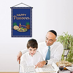Happy Passover Garden Flag Pesach Seder Plate Matzoh Jewish Festival Holiday Vertical Double Sized Yard Outdoor Decoration