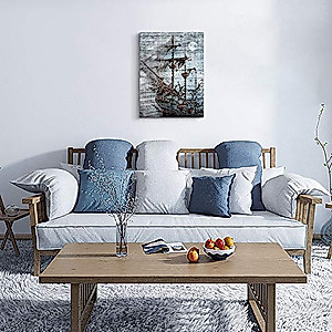 Canvas Wall Art for Bedroom Wall Decor for Bathroom Simple Life Abstract Black and White Art Ship Painting Modern Framed Office Canvas Art Prints Ready to Hang Pictures for kitchen Home Decorations