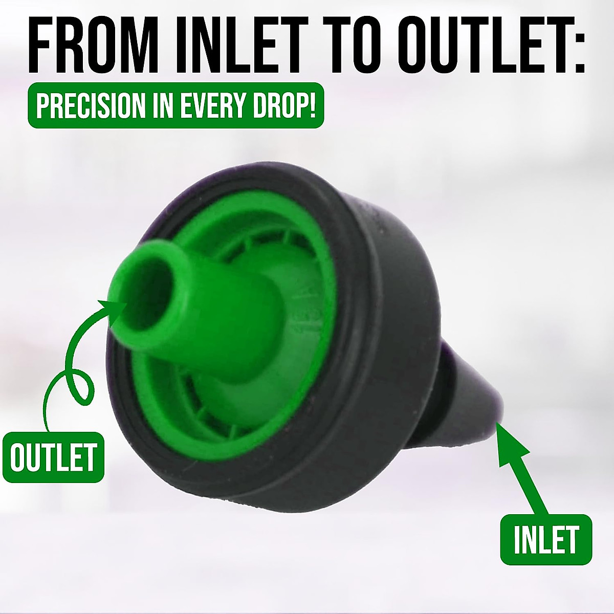 Pressure Compensating Drippers (Pack of 100) - 1L/h Flow Rate by- Ideal for Home Gardens, Orchards, and Greenhouses