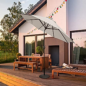 Abba Patio 9ft Patio Umbrella Market Outdoor Table Umbrella with Auto Tilt and Crank for Garden, Lawn, Deck, Backyard & Pool, 8 Sturdy Steel Ribs, Beige