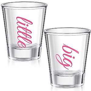 Lounsweer 2 Pcs Sorority Big Little Shot Glasses with Thick Base Big Little Sorority Gifts 2 oz Tequila Shot Glasses Mini Glass Cups Clear Shot Glass for Big Sister Little Sister Glassware(Pink)