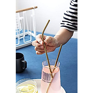 Reusable Metal Straws 50Pack.Ultra Long 10.5”Gold Color Stainless Steel Drinking Straws in Bulk For Wholesale.265x6mm Straight Curved Straws for 20/30oz Tumblers Yeti (50pcs all bent Gold-10.5")