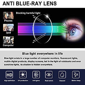 VOGPOPER 6 Pack Fashion Reading Glasses For Women Blue Light Blocking Computer Square Readers with Spring Hinge Men (A1 Mixed, 1, diopters)