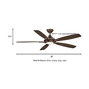 Petersford 56 in. Integrated LED Indoor Oil Rubbed Bronze Ceiling Fan with Light Kit and Remote Control