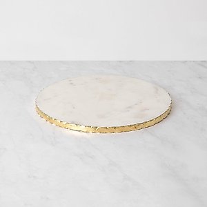 INA KI Natural Marble Cheese/Serving board with Golden Foiling - 11 Inch Dia