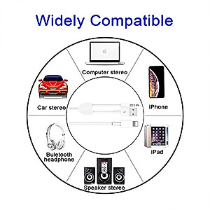 [Apple MFi Certified]2 in 1 Audio Charging Cable Compatible with iPhone,Lightning to 3.5mm Aux Cord Audio Jack Works with Car Stereo Speaker Headphone Car Charger Support iPhone 12/11/11 Pro/XS/XR/8/7