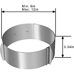 Adjustable Stainless Steel Cake Mold Ring 6-12" Cake Pan Mold For Baking Kitchen Pastry Tools(Round)