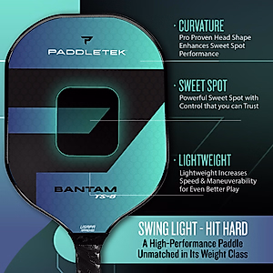 Paddletek Bantam TS-5 Pickleball Paddle | Professional Pickleball Paddles with Honeycomb Core, Textured Fiberglass Epoxy Hybrid Surface, Bantam PolyCore & High Tack Performance Grip | USAPA Approved