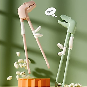 Dinosaur Training Chopsticks - Pairs Beginners Kids Chopsticks, Training Chopsticks for Kids, Reusable Chopsticks Learning Chopstick Helper, Pink, Green, Blue, Dishwasher Safe