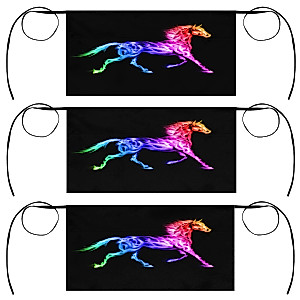 XMNYGJ 3 Pack Waist Apron Set Horse Print Waitress Aprons 3 Pockets Waterproof Half Apron for Bartender Restaurant Barista Teachers BBQs Parties