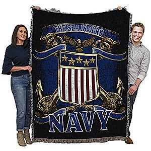 Pure Country Weavers PCW - US Navy - The Sea is Ours 3 Blanket - Gift Military Tapestry Throw Woven from Cotton - Made in The USA (72x54)