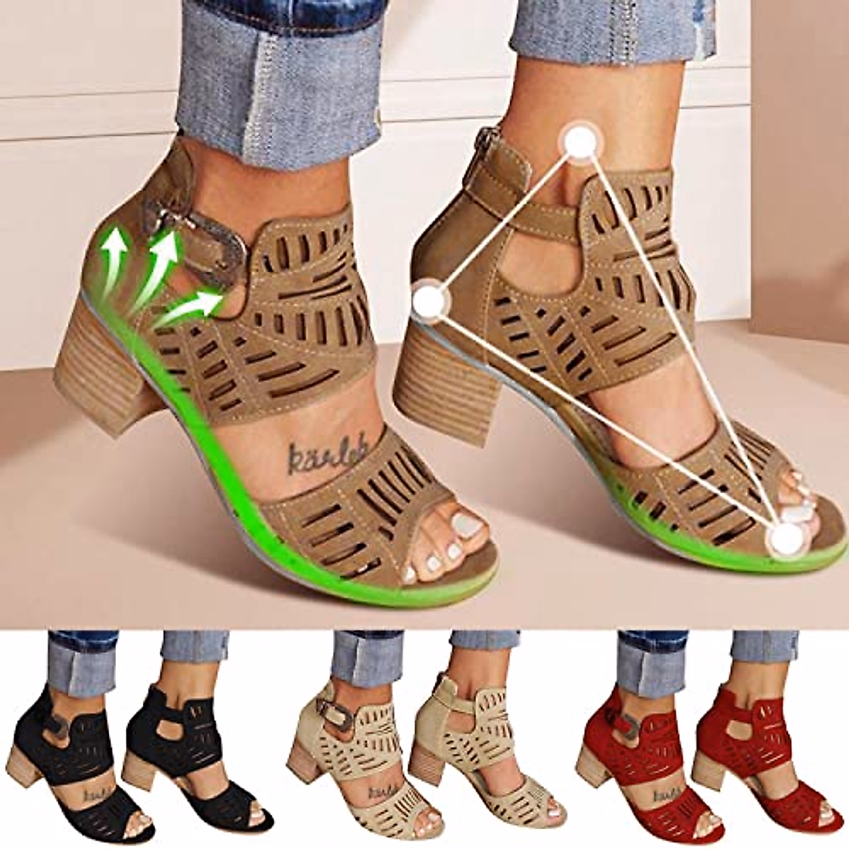 Lace Up Sandals, Sandals for Women, Women's Mindra Espadrille Wedge Sandal Women's Bold Buckles Studded Wedge Sandal Brown