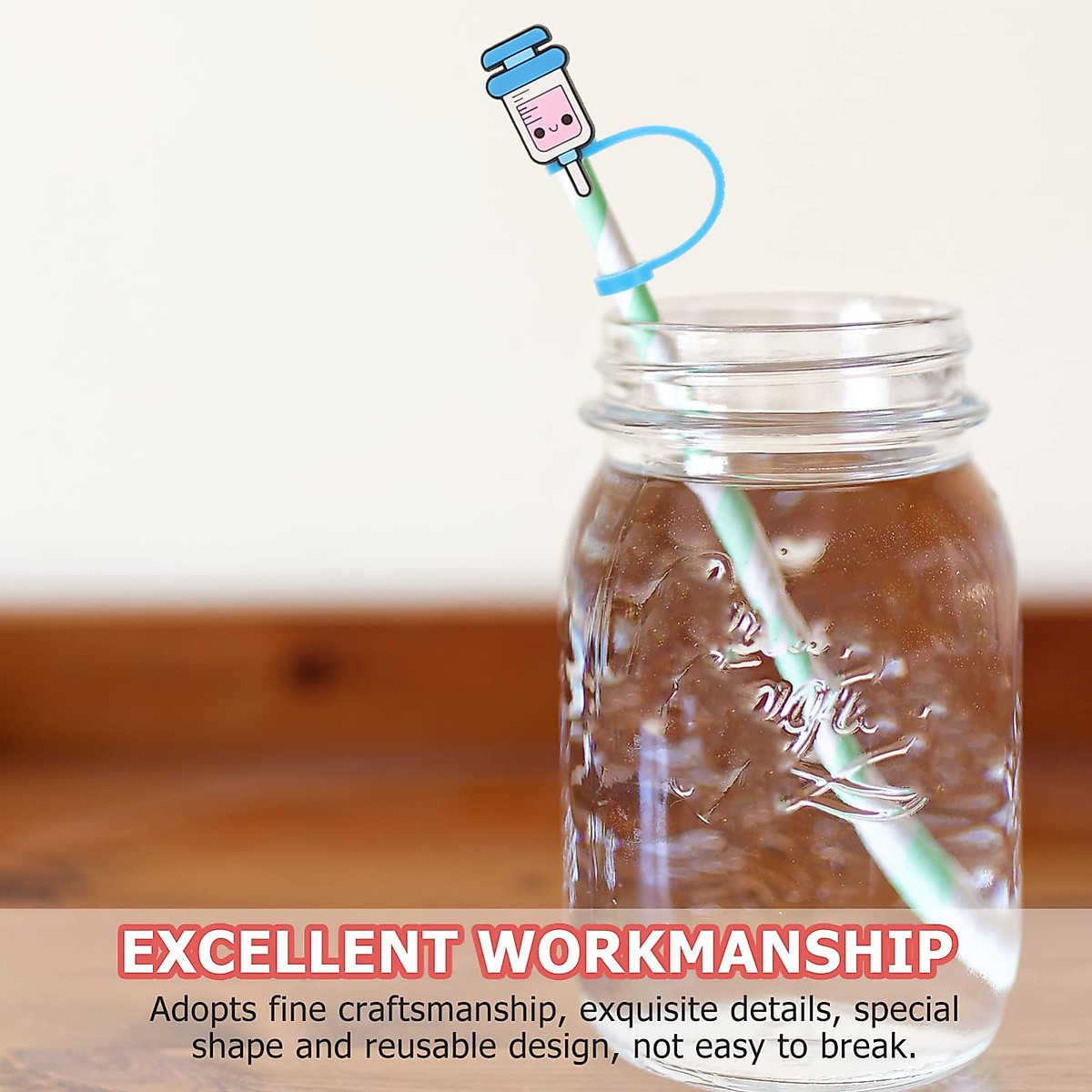 Healifty Straw Covers Cap, 6Pcs Reusable Drinking Straw Covers for 6-8 mm Straws, Anti-dust, Silicone Straw Plug, Straw Toppers for Tumblers