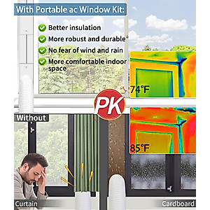 Angooni Upgraded 4-in-1 Universal Portable Air Conditioner Window Kit, Sliding Window Vent Kit for 5.9”/5.1” Hoses, Adjustable Portable AC Vent Kit from 17” to 59”, Indoor AC Window Kit, White