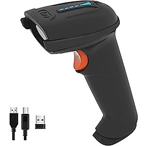 Tera Barcode Scanner Wireless Versatile 2-in-1 (2.4Ghz Wireless+USB 2.0 Wired) with Battery Level Indicator, 328 Feet Transmission Distance Rechargeable 1D Laser Bar Code Reader USB Handheld (Black)
