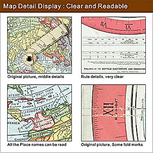 ASENART Flat Retro Earth Map - Gleason's New Standard Map of The World Canvas Print Scroll Poster with Black Plastic Scroll Hanger Ready to Hang-12"x18"