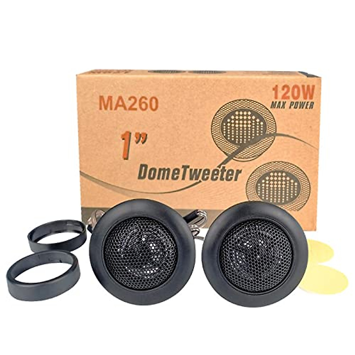 CYDZSW 1 Inch Tweeters for Car Audio,Door Speakers,Super Tweeter Pods Component Cars Parts Black(Pair),CT-001,Wired Connection