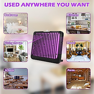 Effective LED Gnats Traps Indoor for Home, Mosquito Traps Indoor for Fruit Flies, Pests, Moths, Flying Insect Trap Indoor for Stop Mosquito Bites, Black [Fly Trap+6 Glue Card]