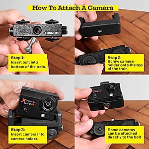 Wooden Custom Camera Car - Make Tracking Shots with Action Camera Mount Accessory - Compatible with GoPro Hero, Session, Gopro Max, Insta360, Xiaomi Yi DJI AKASO Campark - Make 3D Printed Trains