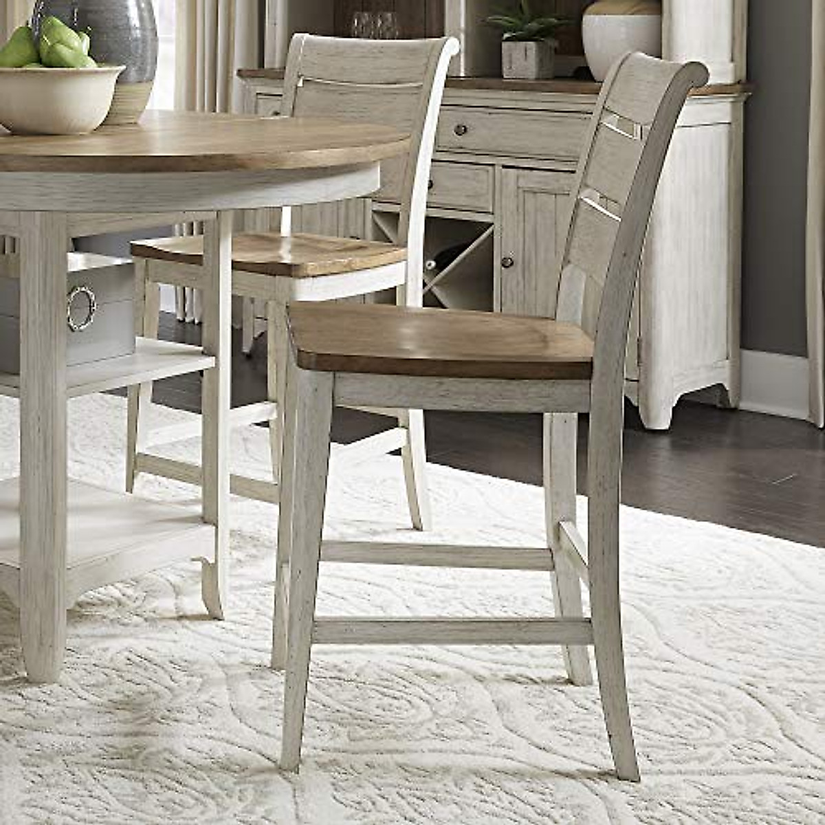 Liberty Furniture Industries Farmhouse Reimagined Ladder Back Counter Chair, W18 x D24 x H42, White