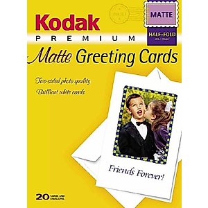 Kodak 1131549 Premium Inkjet Matte Greeting Cards (20 Sheets)