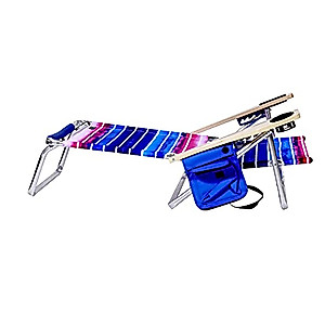 Deluxe 5 Reclining Positions Lay Flat Beach Chair for Adults with Drink Holder, Aluminum Lightweight Folding for Low Sand Chairs, 250 lb Load Capacity