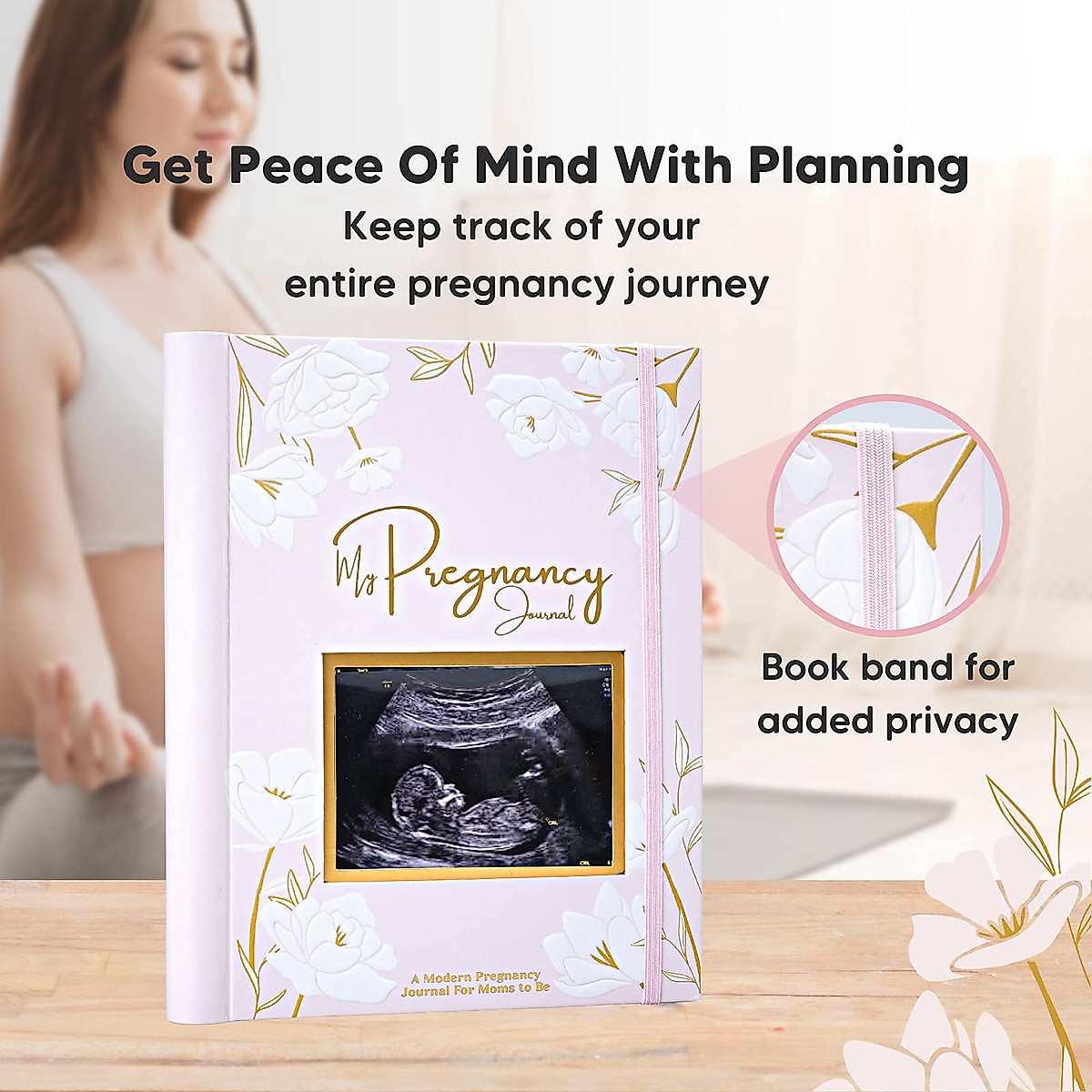 Pregnancy Journal And Baby Footprint & Handprint Inkless Ink Pad Bundle - 80 Pages Hard Cover Pregnancy Book For Mom To Be Gift - 2-Pack Clean Touch Hand and Foot Print Keepsake Ink Pads