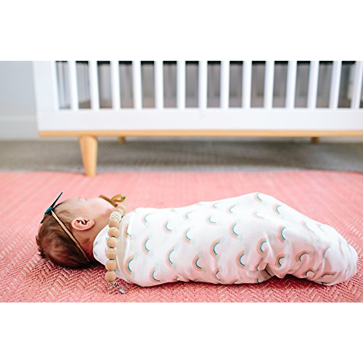 Copper Pearl Large Premium Knit Baby Swaddle Receiving Blanket Rainbows Daydream