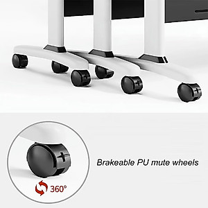 3 pcs Foldable Meeting Table,Flip Top Mobile Training Table with Modesty and Lockable Wheels, for Conference Rooms,Training Rooms,Media Centers,Classrooms (Color : A, Size : 120 * 60 * 75cm)