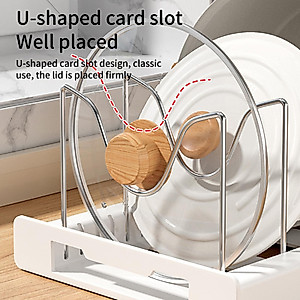 Pot Rack Organizer - Pan Holder Rack Kitchen,Pot Cabinet Organizer Pot Lid Organizer Holder 7 Adjustable Compartment for Cookware Cle-us