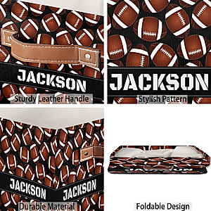 RIRIX Personalized Storage Bin, Custom Storage Baskets for Organizing with Handles, Foldable Storage Box for Closet Cloth Baskes Toy Football