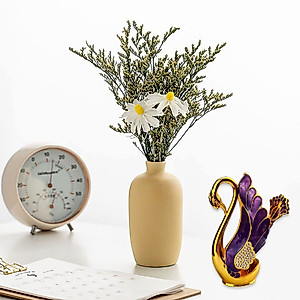 Swan Base Holder with 6pcs Coffee Dessert Dinner Spoon Set, Metal Coffee Spoon Organizer Teaspoon Fruit Dessert Flatware Sugar Ice Cream Spoons (Purple)