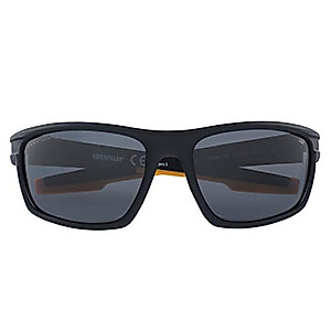 Caterpillar Men's Motor Polarized Sunglasses Rectangular, Rubberized Matte Black, 62 mm