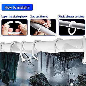 Halloween Scenery with tombstones Shower Curtain Sets with Rugs and Toilet Lid Cover and Bath Mat for Bathroom, Shower Curtain Sets with 12 Hooks, Waterproof Durable Bathroom Decor Set