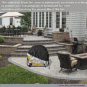 Bitubi Industrial Drum Fan Cover,Waterproof Outdoor Fan Covers,Compatible for 24 Inch Heavy Duty Metal Industrial Drum Fan,Black