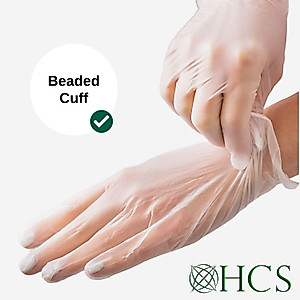 HCS Bulk Clear Vinyl Gloves Disposable - Latex-Free, Powder-Free, Premium Exam Gloves - Cooking, Food Prep, Cleaning - Vinyl Disposable Gloves XL (1000/Case)